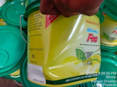 Partially damaged, dent, pressed or leaked condition of Engine oil ...